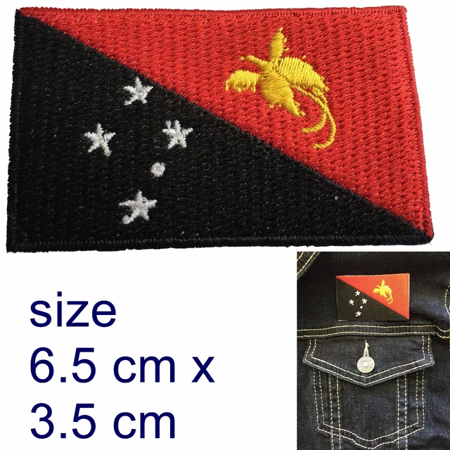 PAPUA NEW GUINEA Flag iron on patch - PNG flag raggiana bird of ...