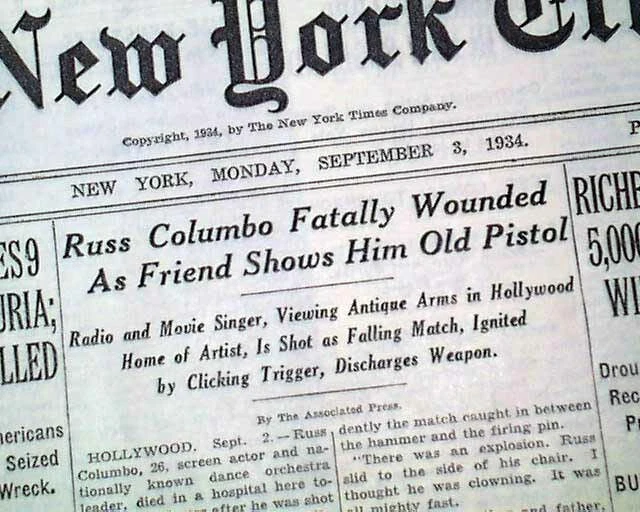 RUSS COLUMBO BARITONE Crooner & Actor Accidentally SHOT & KILLED 1934 ...