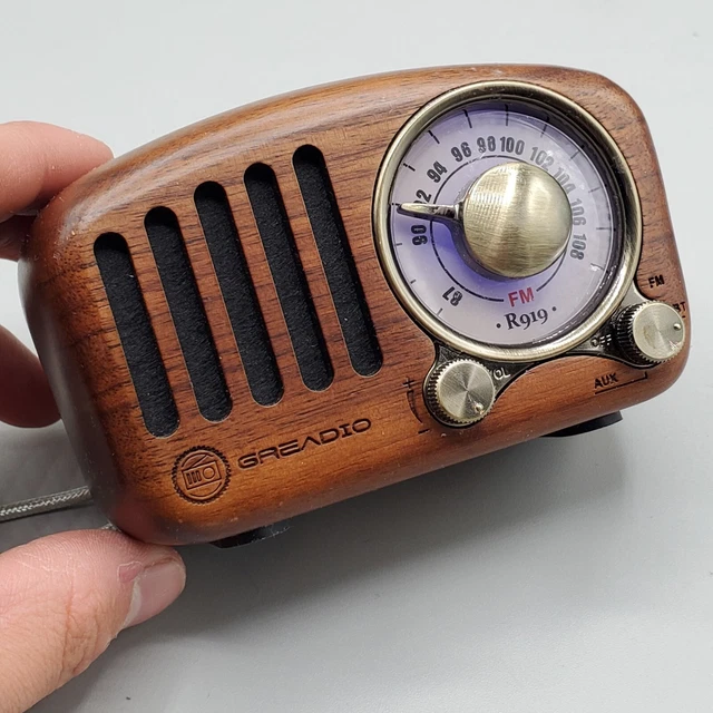 VINTAGE RADIO RETRO Bluetooth Speaker- Greadio Walnut Wooden FM Radio ...