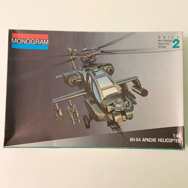 VINTAGE 1986 MONOGRAM AH-64 Apache Helicopter 1:48 Kit 5443 Open Box ...