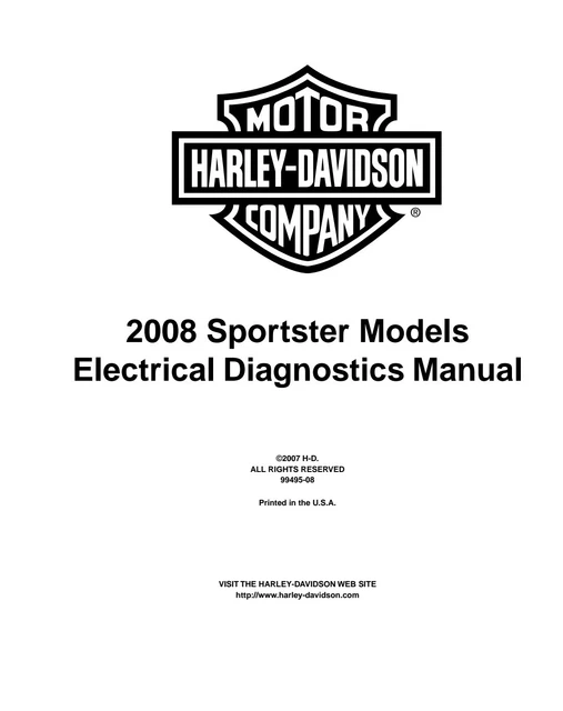 MANUEL ATELIER REVUE Réparation Pdf Harley-Davidson Sportster Electrical 2008 EUR 13,99 ...