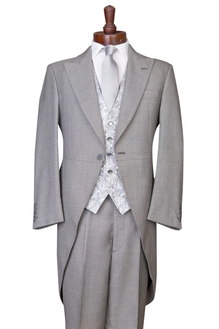 GRIS 3 PIÈCE Queue de Pie Costume Mariage Queue Habit Veste, Pantalon ...