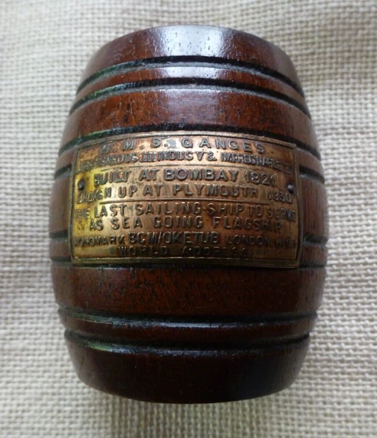 HMS GANGES WW1 Teak Barrel Silver Jubilee George V Rare £52.71 ...