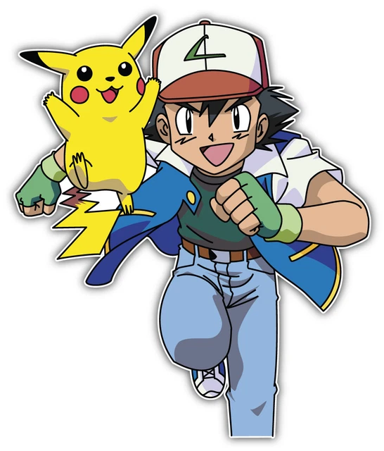 POKEMON ASH KETCHUM Pikachu Cartoon Sticker Bumper Decal - ''SIZES'' £3 ...