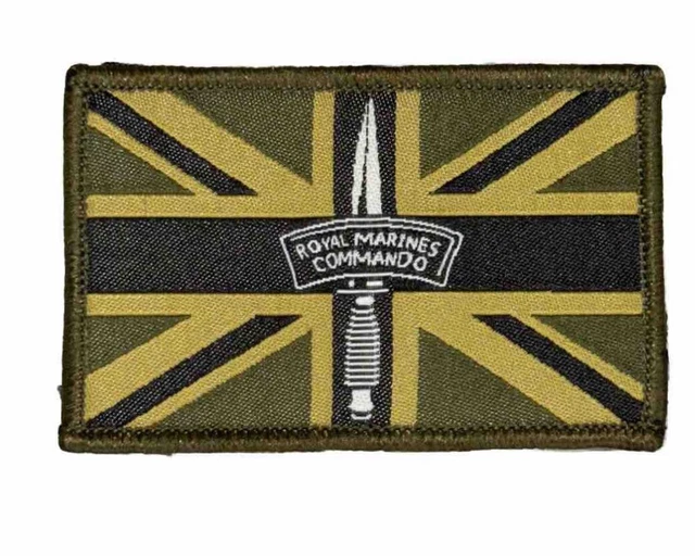 BRITISH ROYAL MARINES Commando Union Jack Flag Embroidered Sew On Patch ...