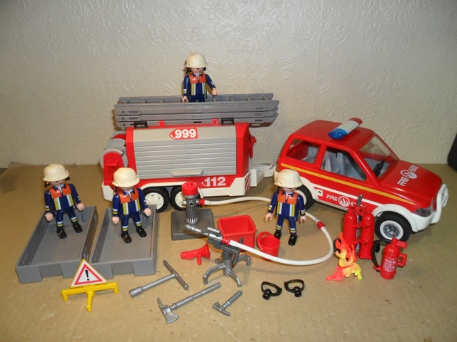 PLAYMOBIL FIRE FIGHTING SET (Car+Trailer,Figures,Accessories) £11.49 ...