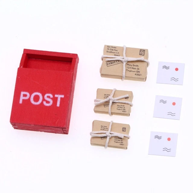 TOY WITH MAIL Sack Postcard Mini Mailbox Dollhouse Miniature Letter Box ...