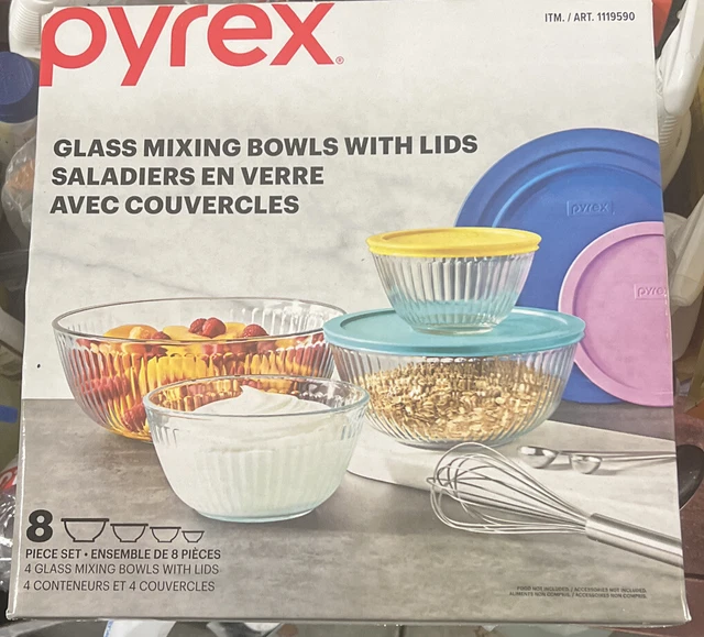 PYREX 8-PIECE 100 Years Glass Mixing Bowl Set $30.00 - PicClick