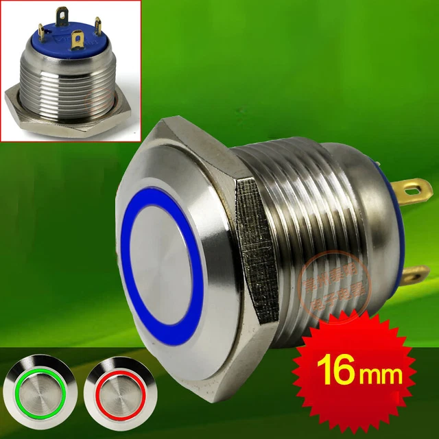 STAINLESS STEEL PUSH Button Switch Momentary Push On Waterproof Red ...