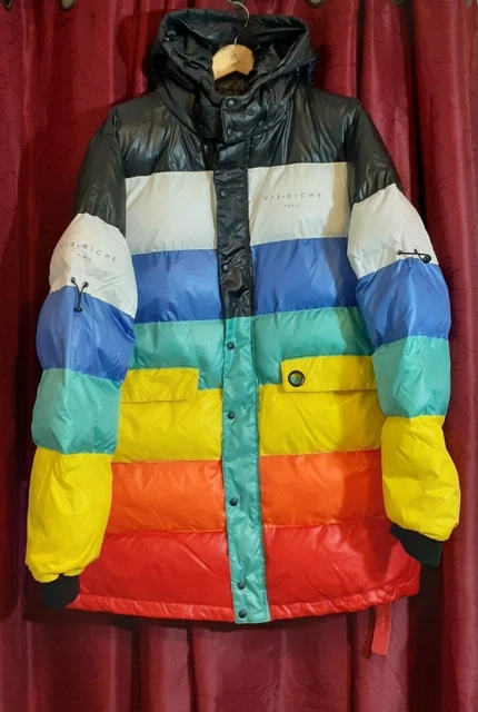VIE RICHE PARIS Cold Hearted Bubble Jacket Full Zip Mens Multicolor Sz ...