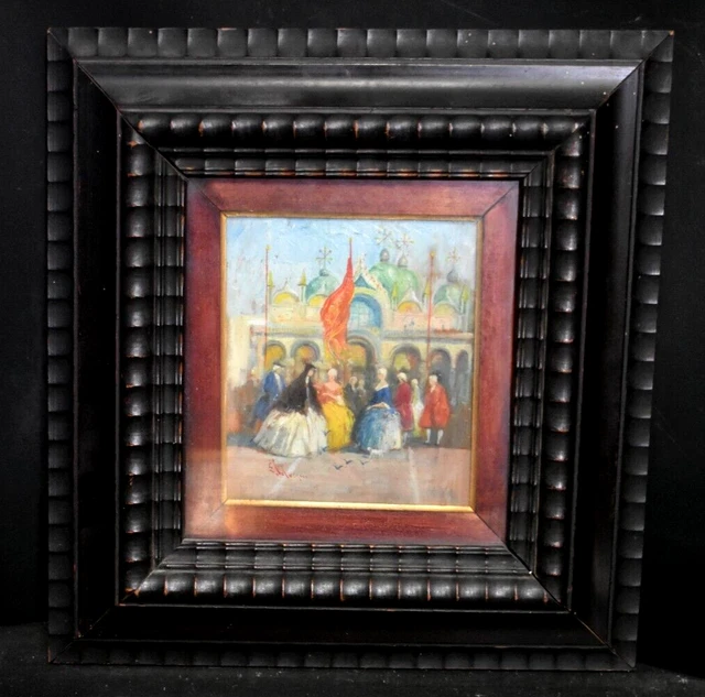 TABLEAU ANCIEN HUILE carnaval de Venise signé signé époque XIXème EUR ...