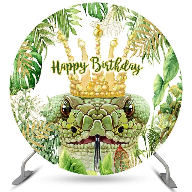 GREEN LEAVES SNAKE Theme Happy Birthday Round Backdrop $35.95 - PicClick AU