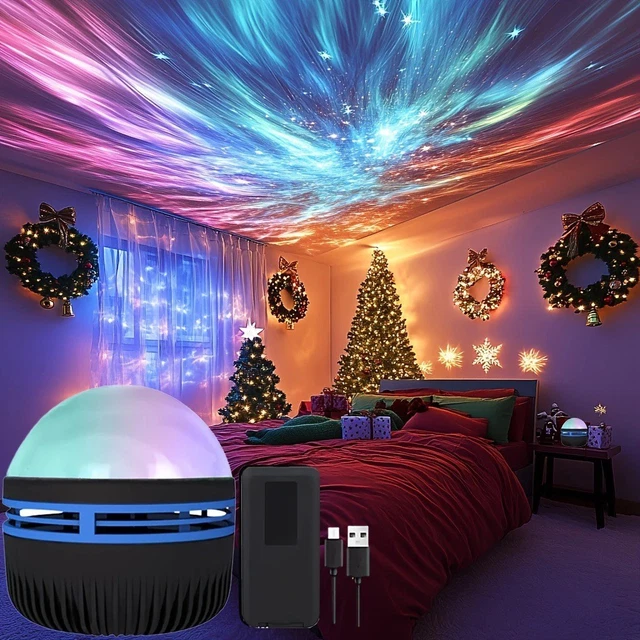 LED NORTHERN LIGHTS Projector Aurora Borealis USB Color Changing Lamp ...