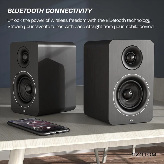 60W BLUETOOTH BOOKSHELF Speakers Carbon Fibre 24bit DAC Optical USB £ ...