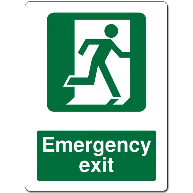 EMERGENCY EXIT FIRE Evacuation Hazard Health Safety Metal Wall Sign 15 ...