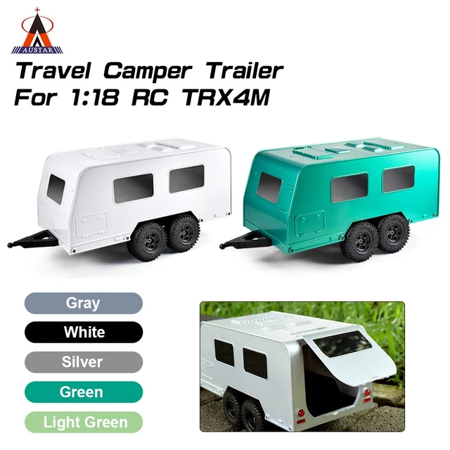 AUSTAR TRAVEL CAMPER Trailer Dual-axle RV Car with Hitch for 1/18 RC ...