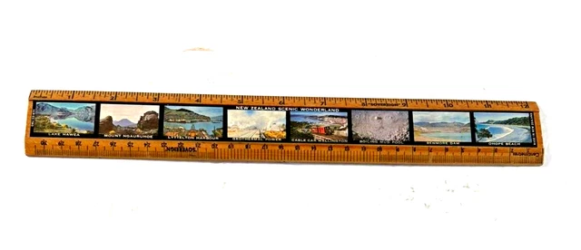 VINTAGE NEW ZEALAND Scenic Wonderland Wood 12 Inch Ruler w/Pictures ...
