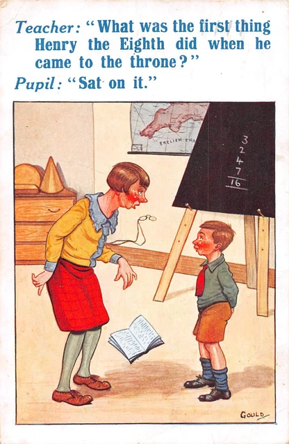 POSTCARD COMIC Teacher Pupil Henry The Eighth Throne £3.60 - PicClick UK