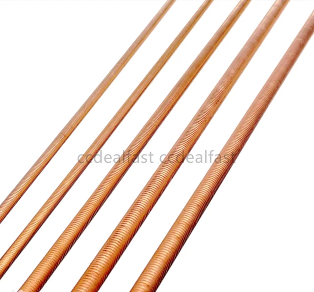PURE COPPER THREADED Rods Metric Thread Stud Bolts M4 M5 M6 M8 M10 M12 ...