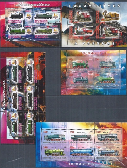 MINI JEU DE Feuilles (5) Train Locomotives Locomotive Ferroviaire ...