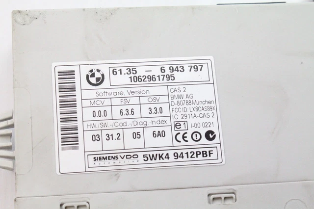 BMW E60 E61 E63 E64 M5 M6 S85 Smg Motor Kontrolle ECU, CAS3 Modul, Key 7838711 EUR 696,52 ...