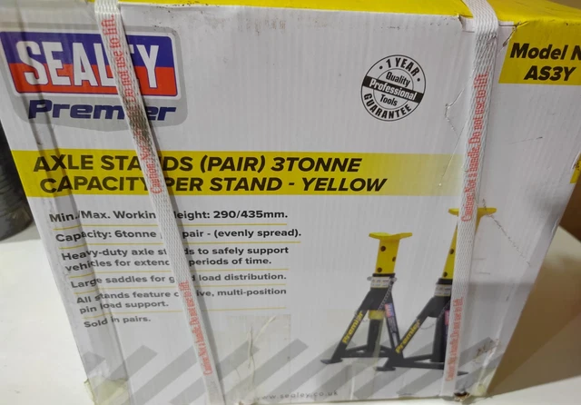 PREMIER AXLE STANDS (Pair) 3 Tonne Capacity per Stand Sealey AS3Y £39. ...