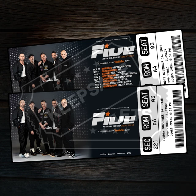 FIVE - KEEP On Movin' Tour (2025). Co-op Live, Manchester Ticket Stubs ...