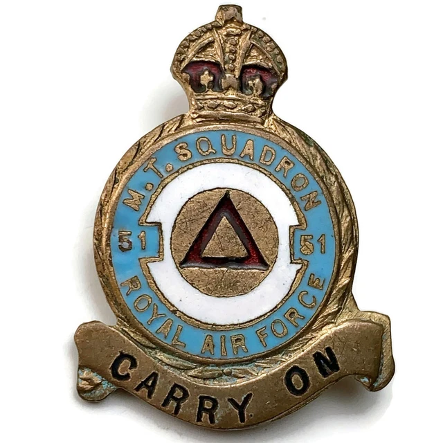 WW2 KINGS CROWN 51 M.T. Company Squadron Royal Air Force RAF Enamel ...
