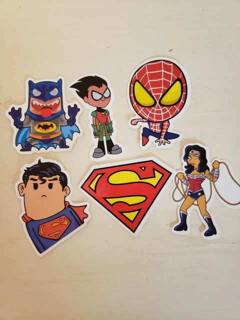DC COMICS SUPER Friends Stickers Superman Batman Robin Spiderman Wonder ...