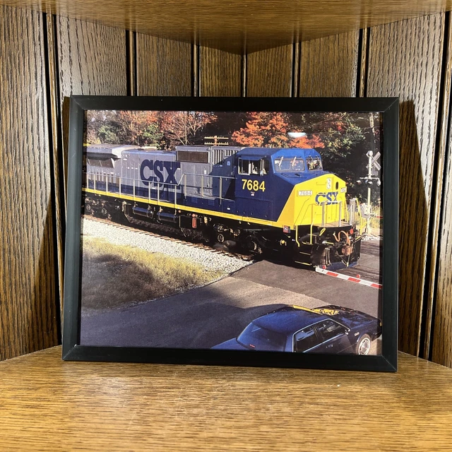 VTG 1992 CSX Railroad locomotive Wawasee IN Art Train Framed Print ...
