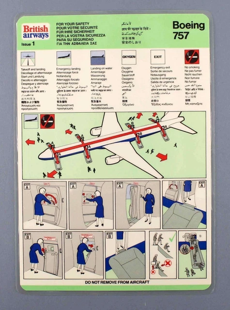 BRITISH AIRWAYS BOEING 757 Vintage Airline Safety Card Issue 1 Ba £49. ...