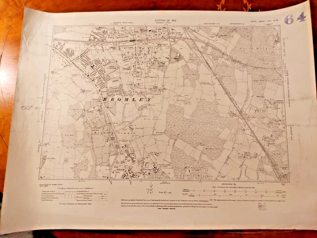 ORIGINAL 1910 OS Map Sheet Bromley Common Crofton Heath Widmore Pett's ...