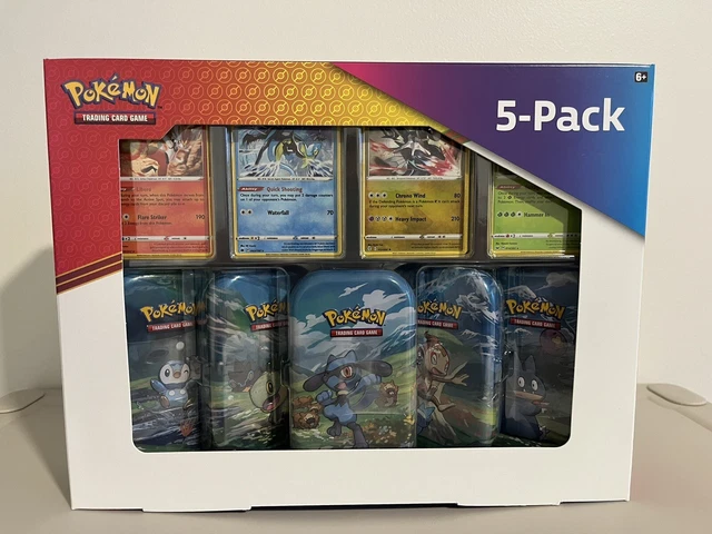 POKÉMON 5 PACK Mini Tins, Sinnoh Stars plus 4 Promo Cards - 2023 $45.00 ...