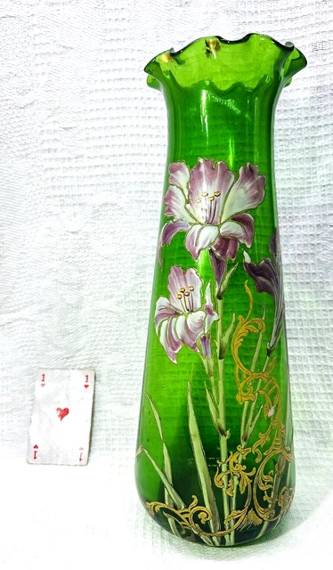 LEGRAS ENAMELLED GLASS Vase Emaille Fleurs Lis Lys Art Nouveau Jugendstil 19Eme EUR 280,00 ...