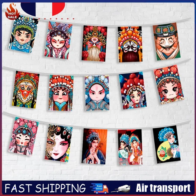 # POLYESTER BEIJING Opera Mask Decor Flags Cartoon for Hotel Rooms (C ...