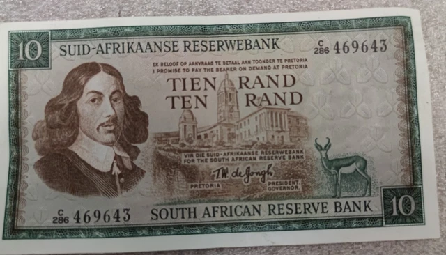 SOUTH AFRICAN 10 Rand Banknote Jan van Riebeeck Springbok Watermark £10 ...