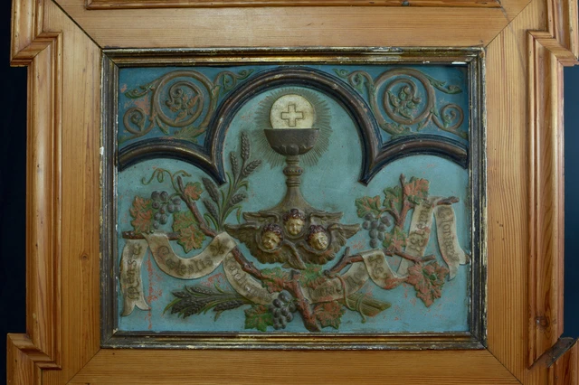 GRAND TABLEAU ÉGLISE Terre Cuite Angelot Cadre Dutch Frame religious ...