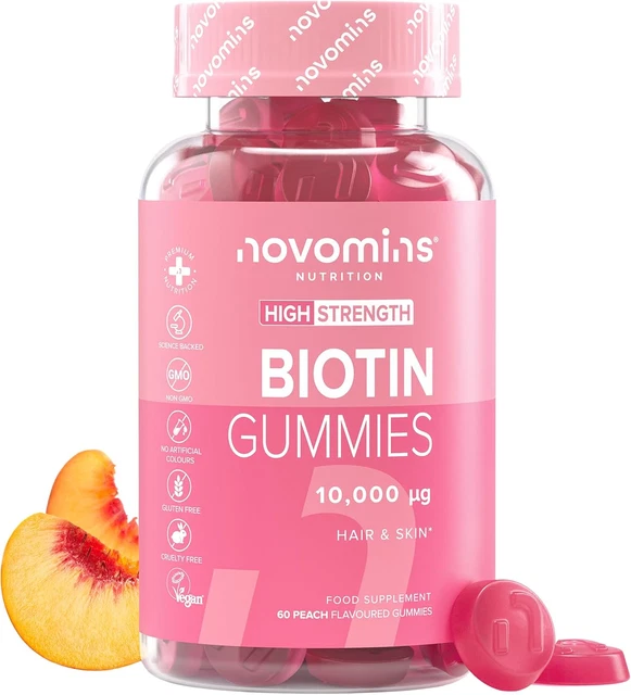 BIOTIN GUMMIES - 10,000 mcg Biotin Hair Growth - 60-Day Supply - Hair ...