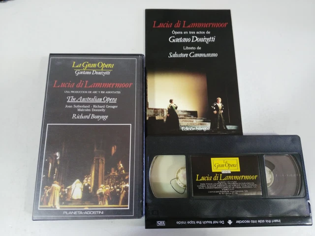DONIZETTI LUCIA DI Lammermoor Australian Richard Bonynge VHS Tape La ...