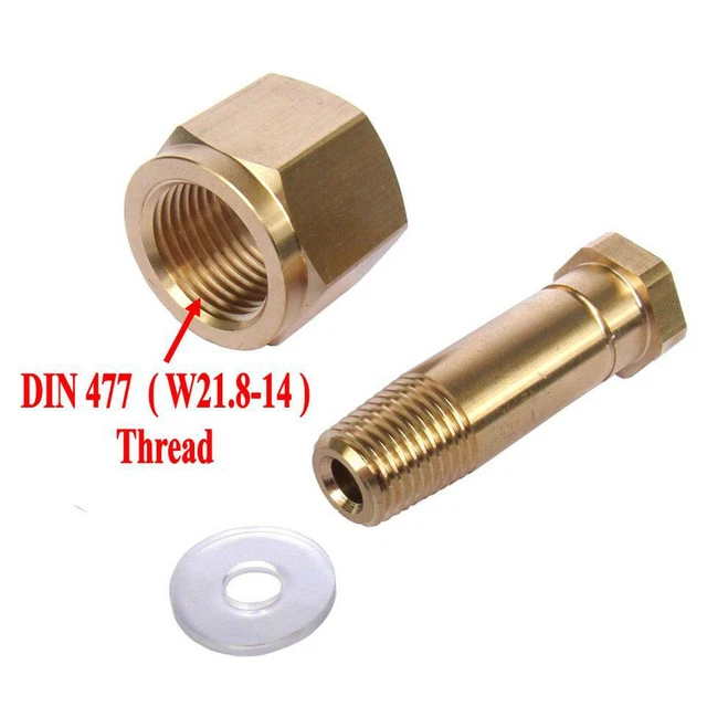 DIN 477/ W21.8 Hex Nut Carbon Dioxide Regulator Inlet with Washer ...