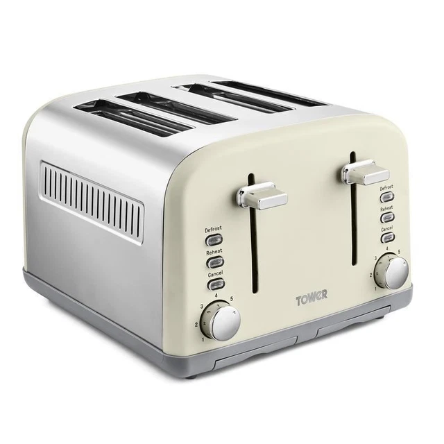 TOWER 4 SLICE Toaster T20042PEB Infinity Stone Stainless Steel New ...