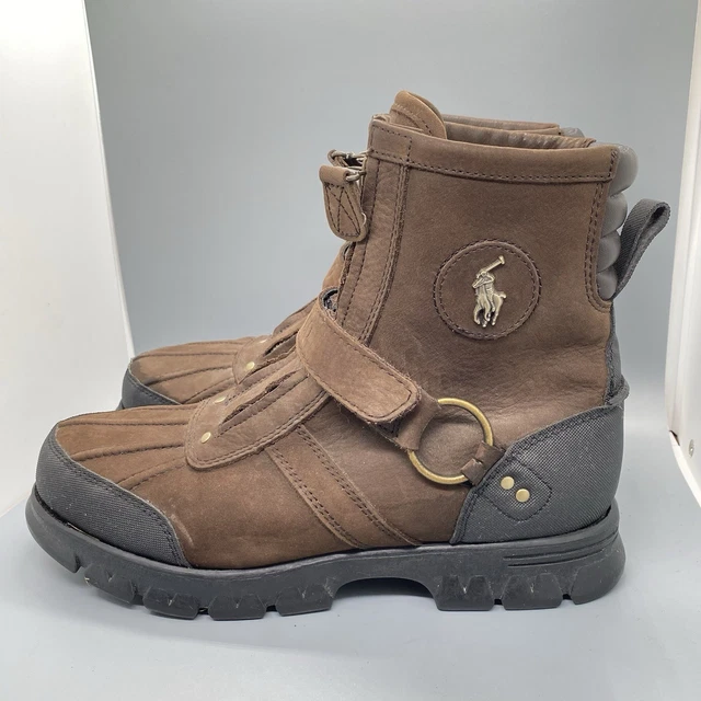 POLO RALPH LAUREN Boots Mens 9D Brown Conquest Hi III Leather Mid Calf ...