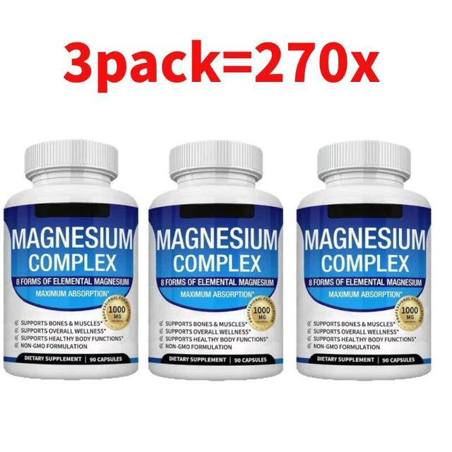 MAGNESIUM COMPLEX 1000MG, 8 Elemental Magnesium for Overall Wellness ...