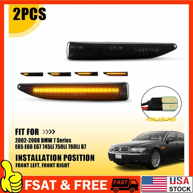 AMBER LED FRONT Bumper Side Marker Lights For 2002-2008 BMW E65 E66 E67 ...
