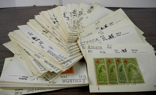 ETHIOPIA, ASSORTMENT OF Stamps in stock cards(worn, aged) £30.91 ...