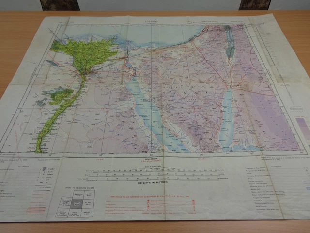 WW2 BRITISH RAF / Army map of CAIRO, SUEZ & JERUSALEM (HQ RAF Middle ...