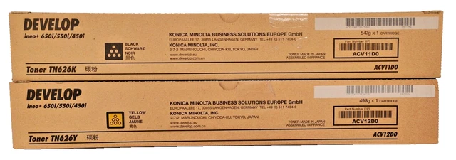 2X ORIGINAL DEVELOP Toner TN626 (1x schwarz & 1x gelb) fürIneo +450i ...