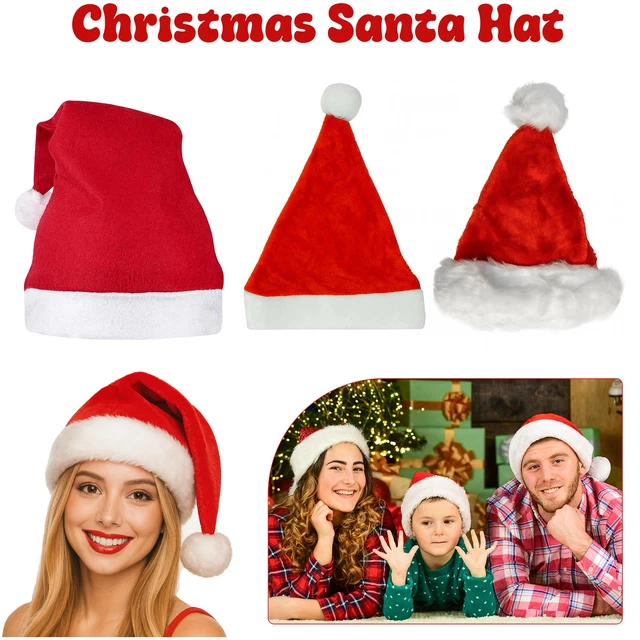 CHRISTMAS SANTA HAT Kids Adult Hat Felt Xmas Fancy Dress Party Deluxe ...