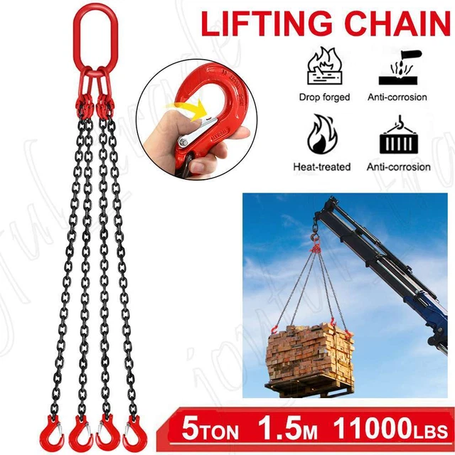 4 LEGS 6000KG Steel Lifting Chain Sling Rigging 1.5M 8MM Lifting Chain ...