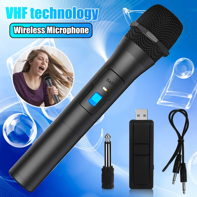 PROFESSIONAL VHF HANDHELD Microphone System Wireless Mic Karaoke W/ USB ...